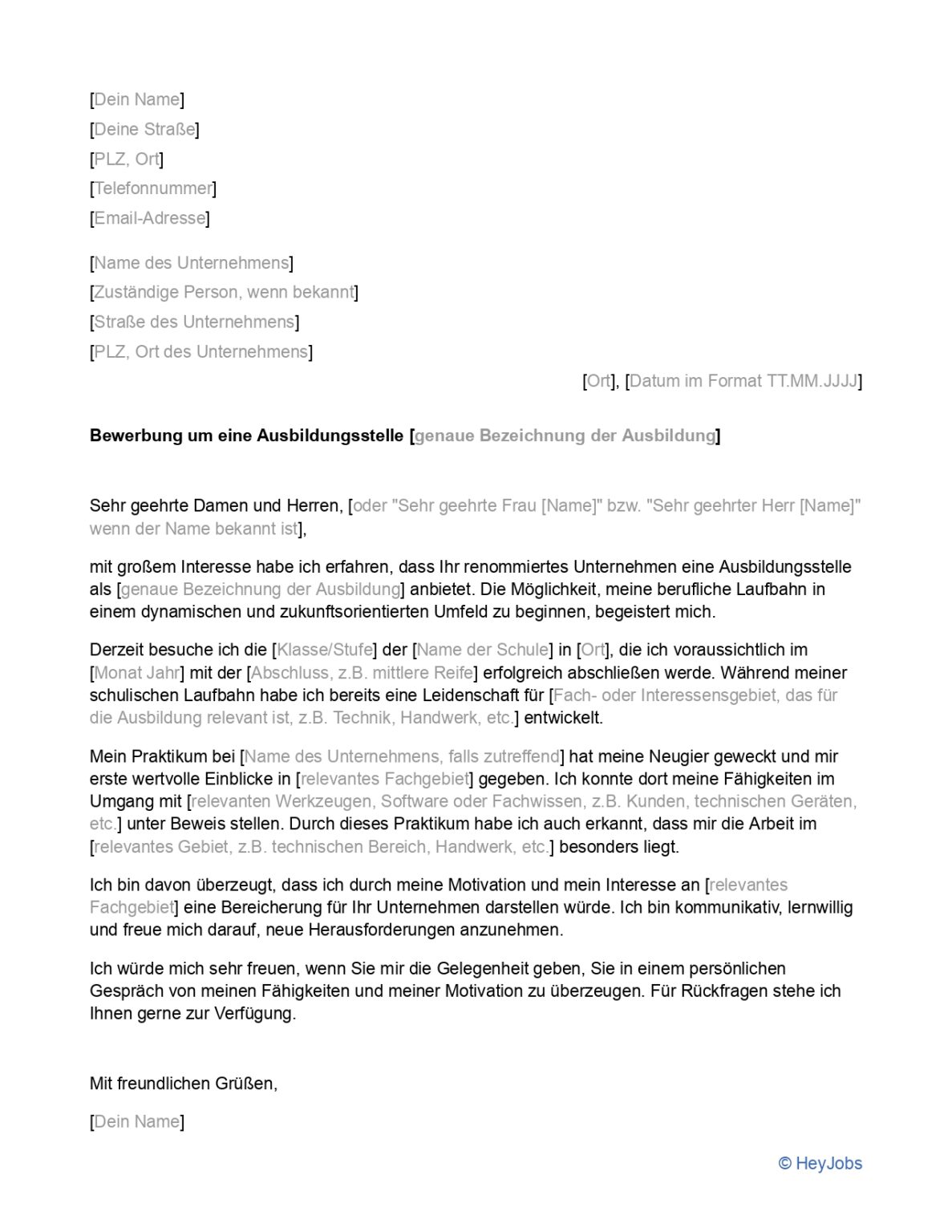 Kostenlose Bewerbungsschreiben Vorlagen und Muster