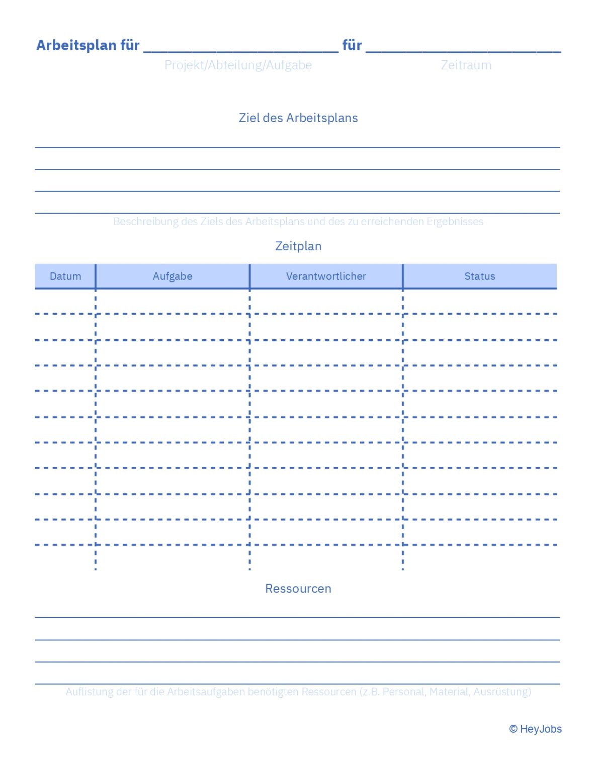 Arbeitsplan: Vorlage, Anleitung & Tipps