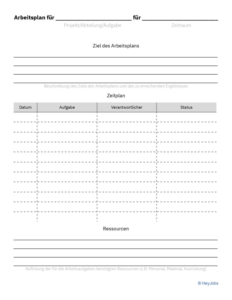 Arbeitsplan: Vorlage, Anleitung & Tipps